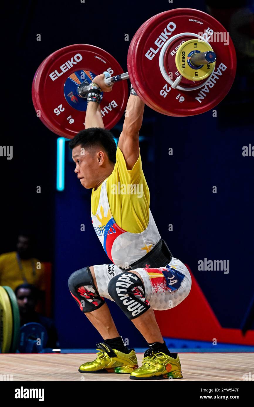 Fernando Jr Agad of Philippine competes in clean & jerk, in the 55 kg ...