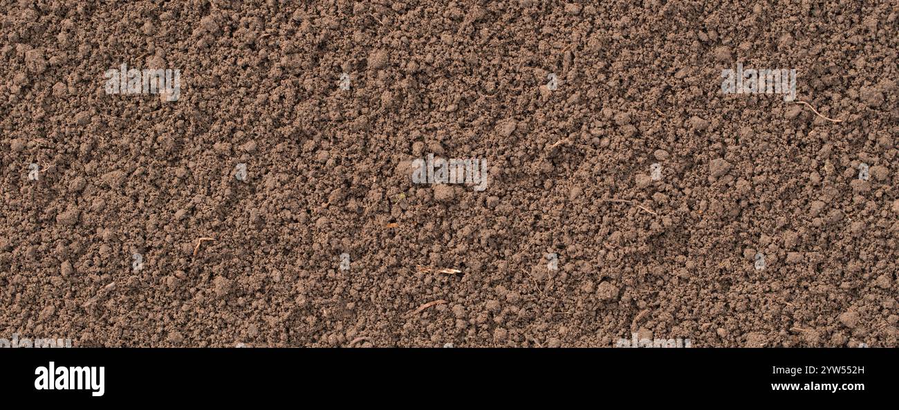 brown soil on the farm, top view. prepared humus for planting Stock ...