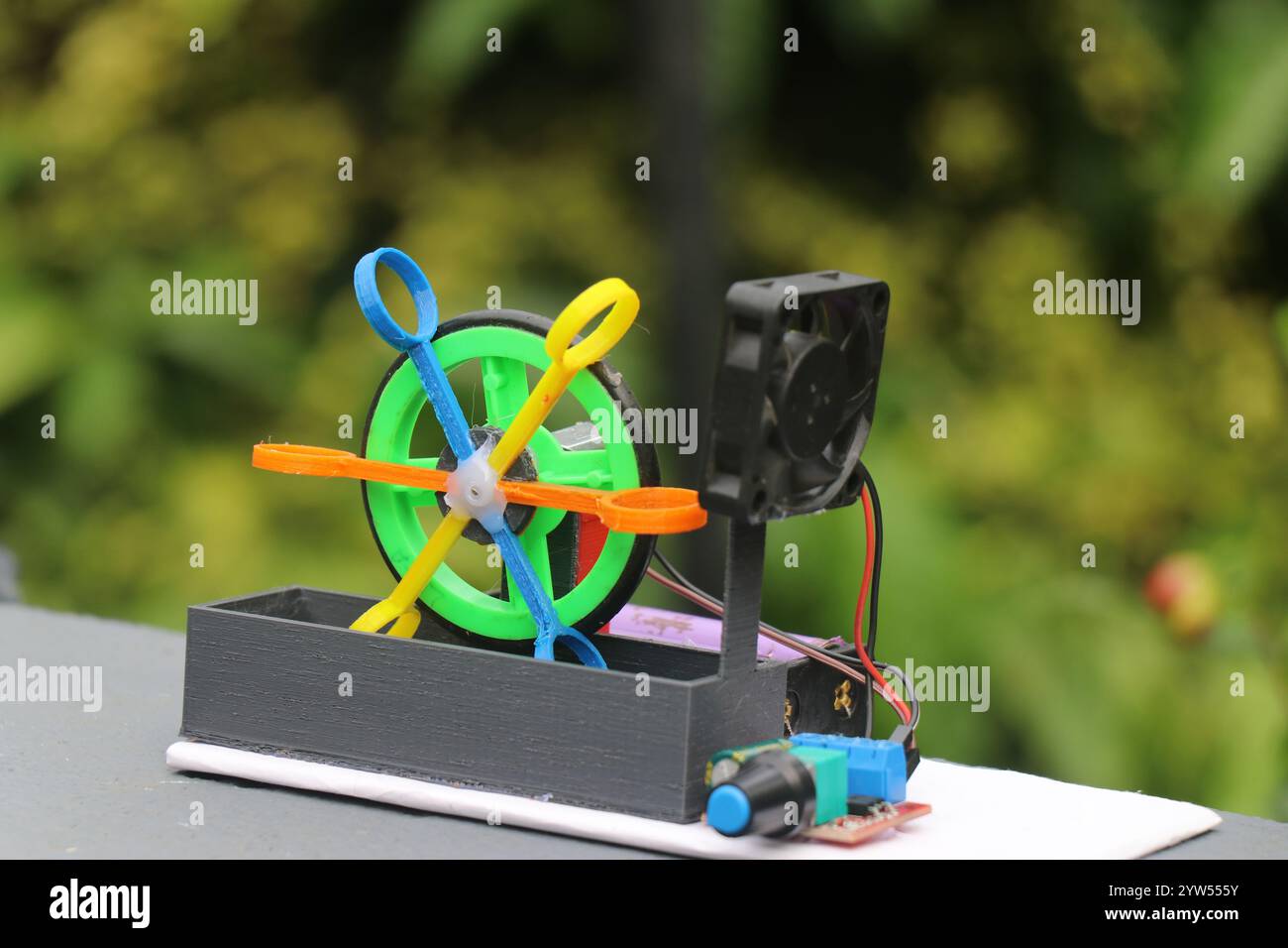Bubble blowing machine made with 3d printed parts on natural background Stock Photo - Alamy