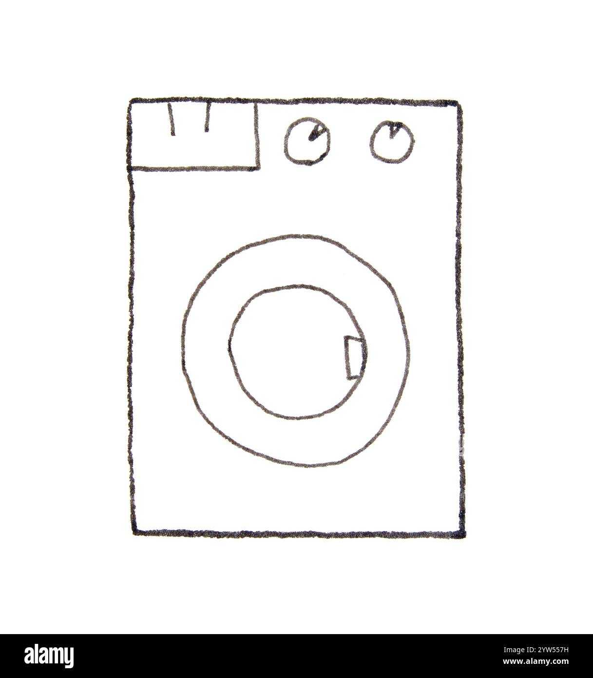 Hand-drawn sketch of a minimalistic washing machine with simple lines ...