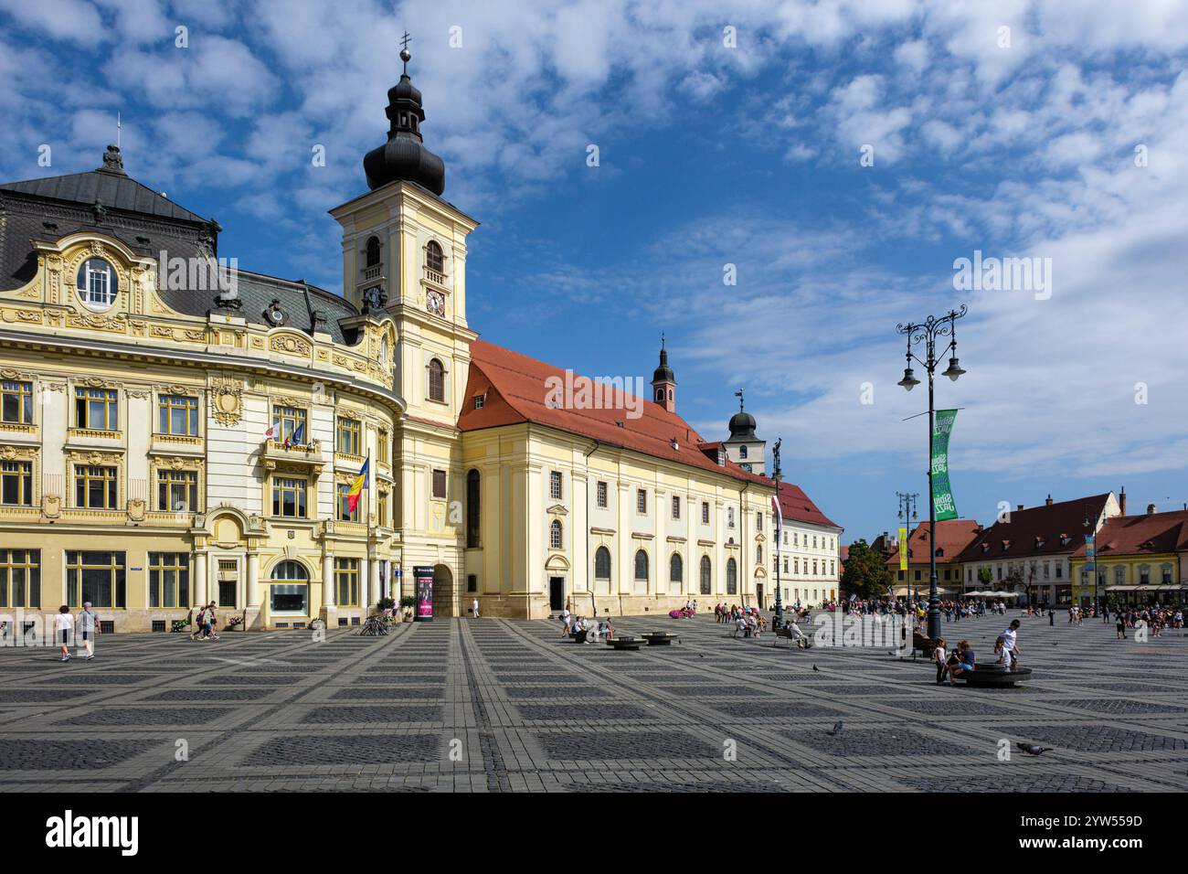 City Hall and Holy Trinity Roman Catholic Church, Piața Mare, Sibiu ...