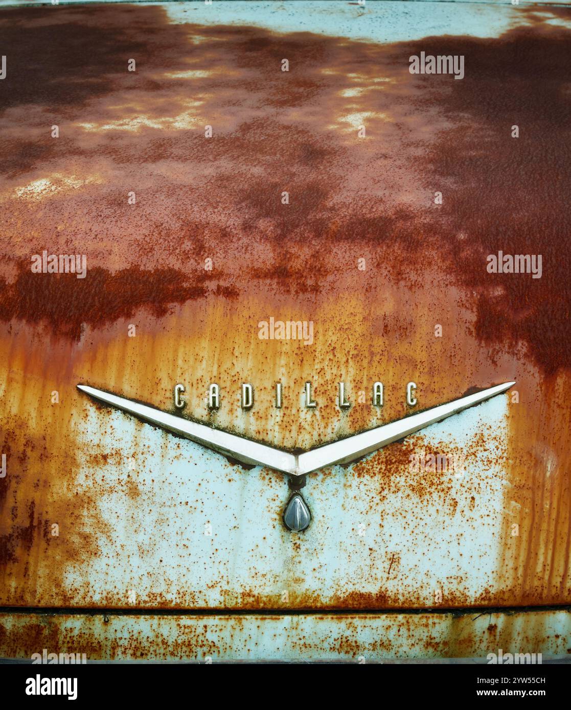 Cadillac Name And Badge On The Boot Of A Rusty Weathered Old 1950s ...