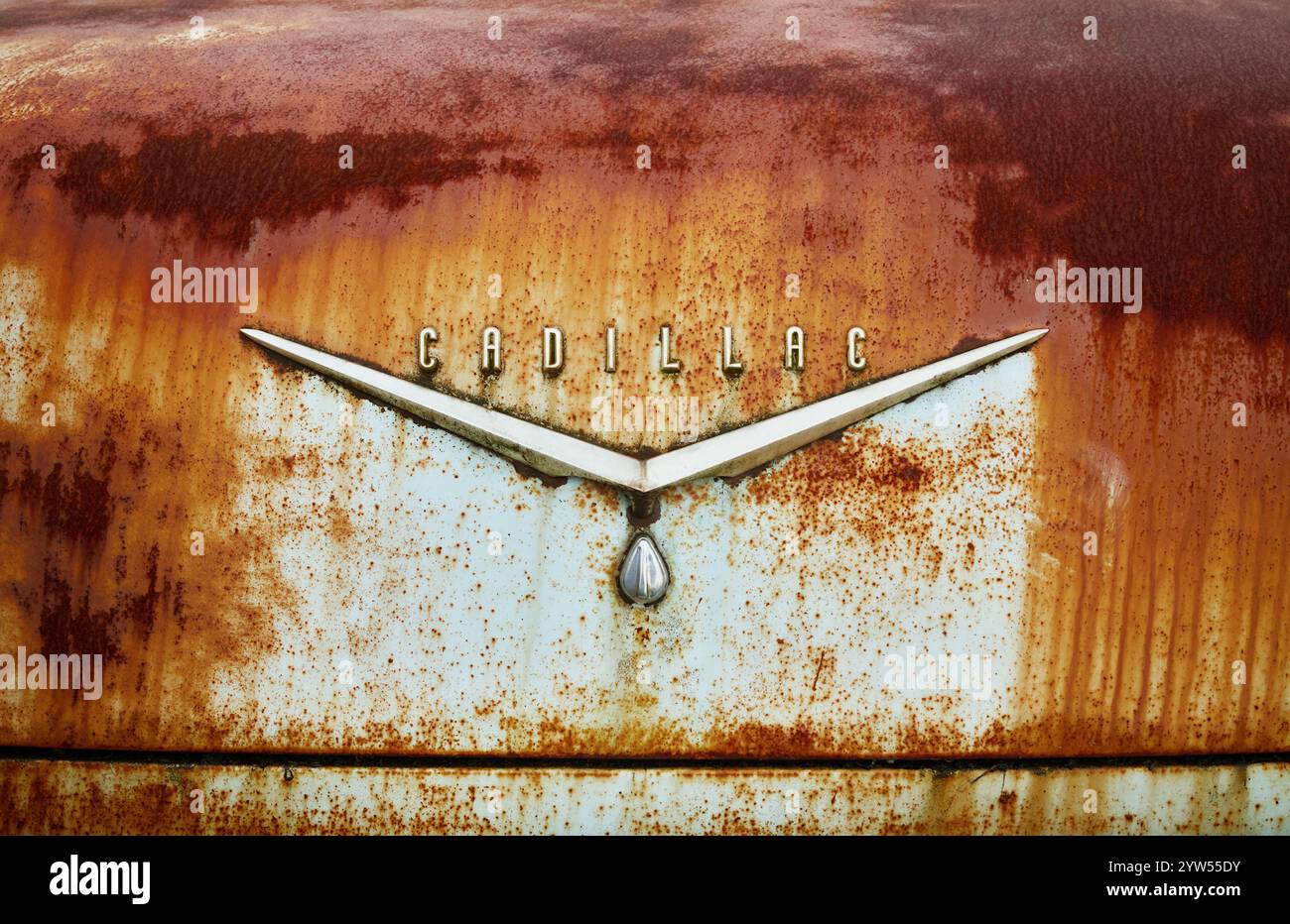 Cadillac Name And Badge On The Boot Of A Rusty Weathered Old 1950s ...