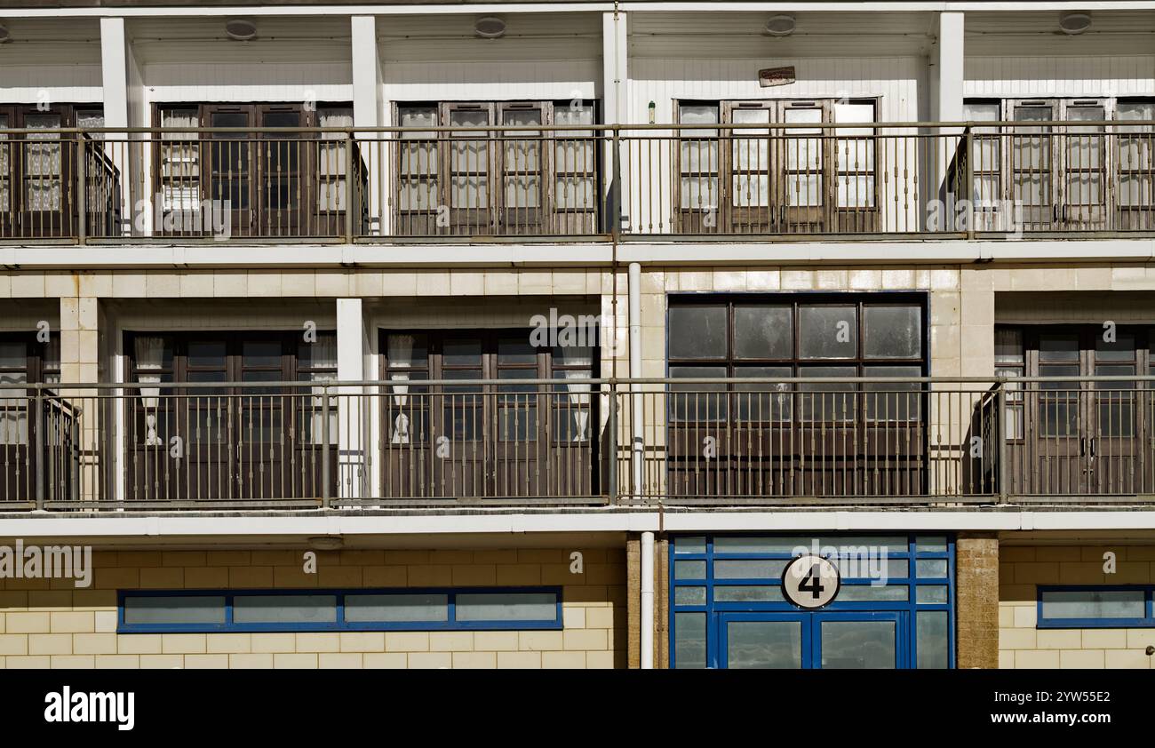 Close Up View Of The Beach Pods With Balconies On Boscombe Overstrand ...
