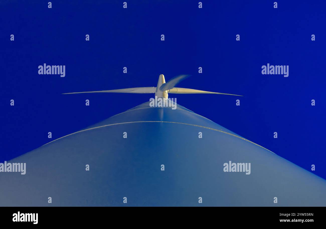 Power Plant, wind power from below. Pylon, wings and sky Stock Photo ...