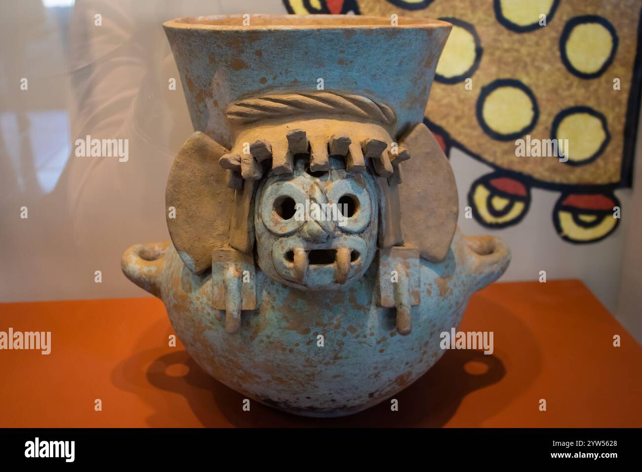 Mexico City, Mexico November 12, 2024: Aztec ceramic pot representing ...