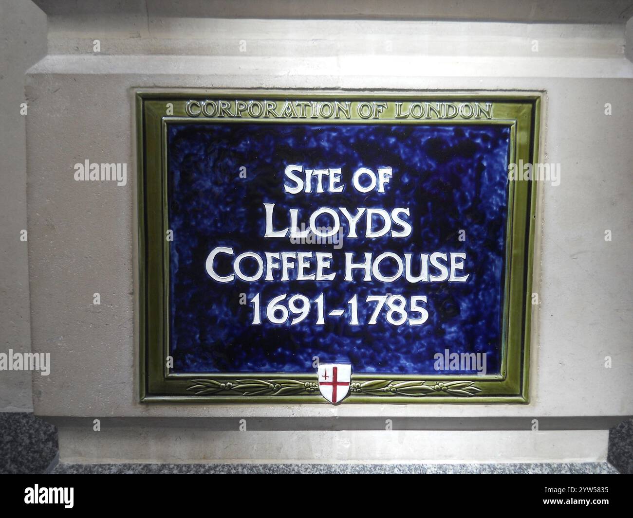 City of London commemorative plaque, Lloyds Coffee House 1691-1795 ...
