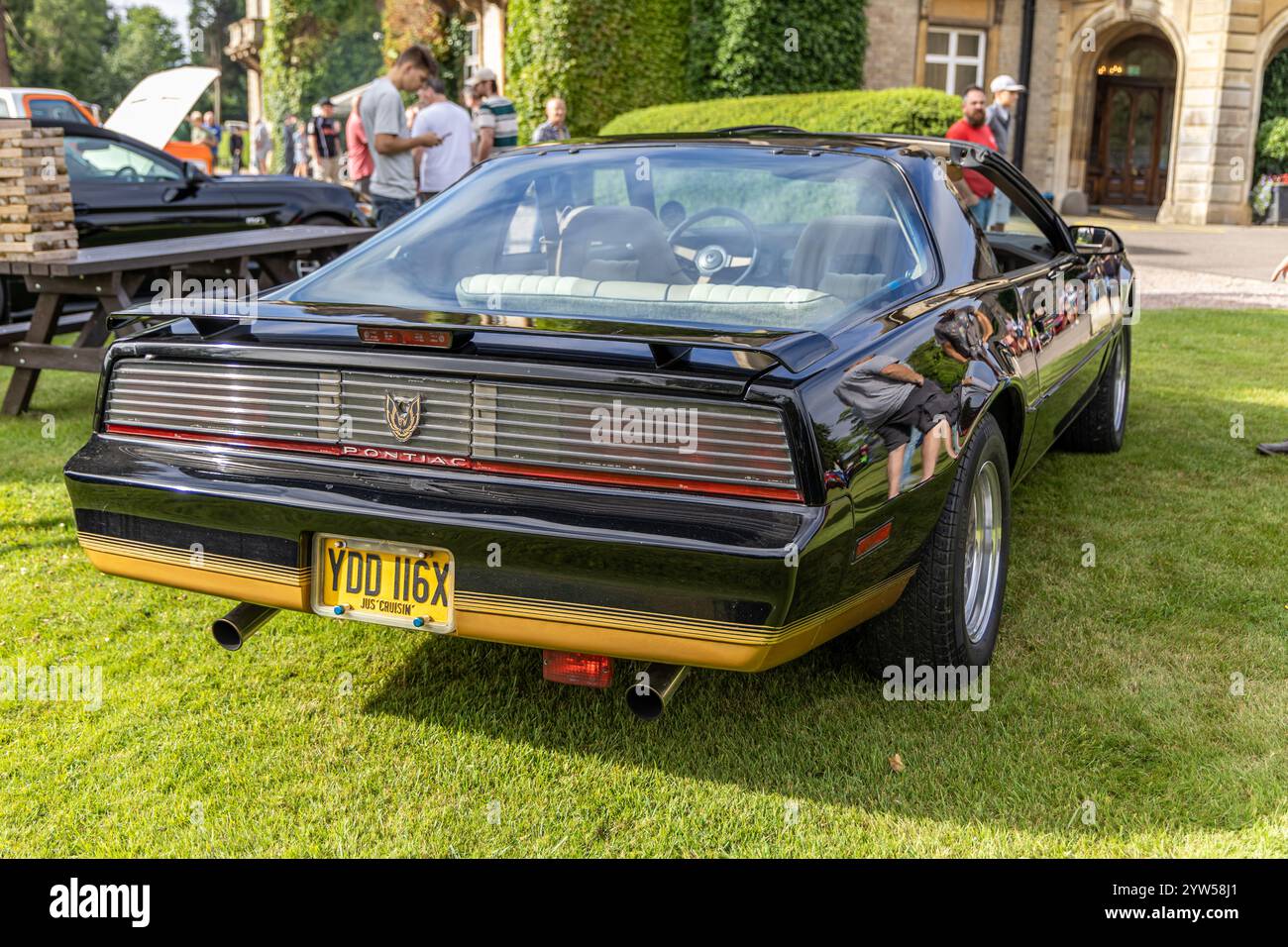 Bristol, UK- August 11, 2024: Rear of Black Pontiac Firebird Trans Am ...