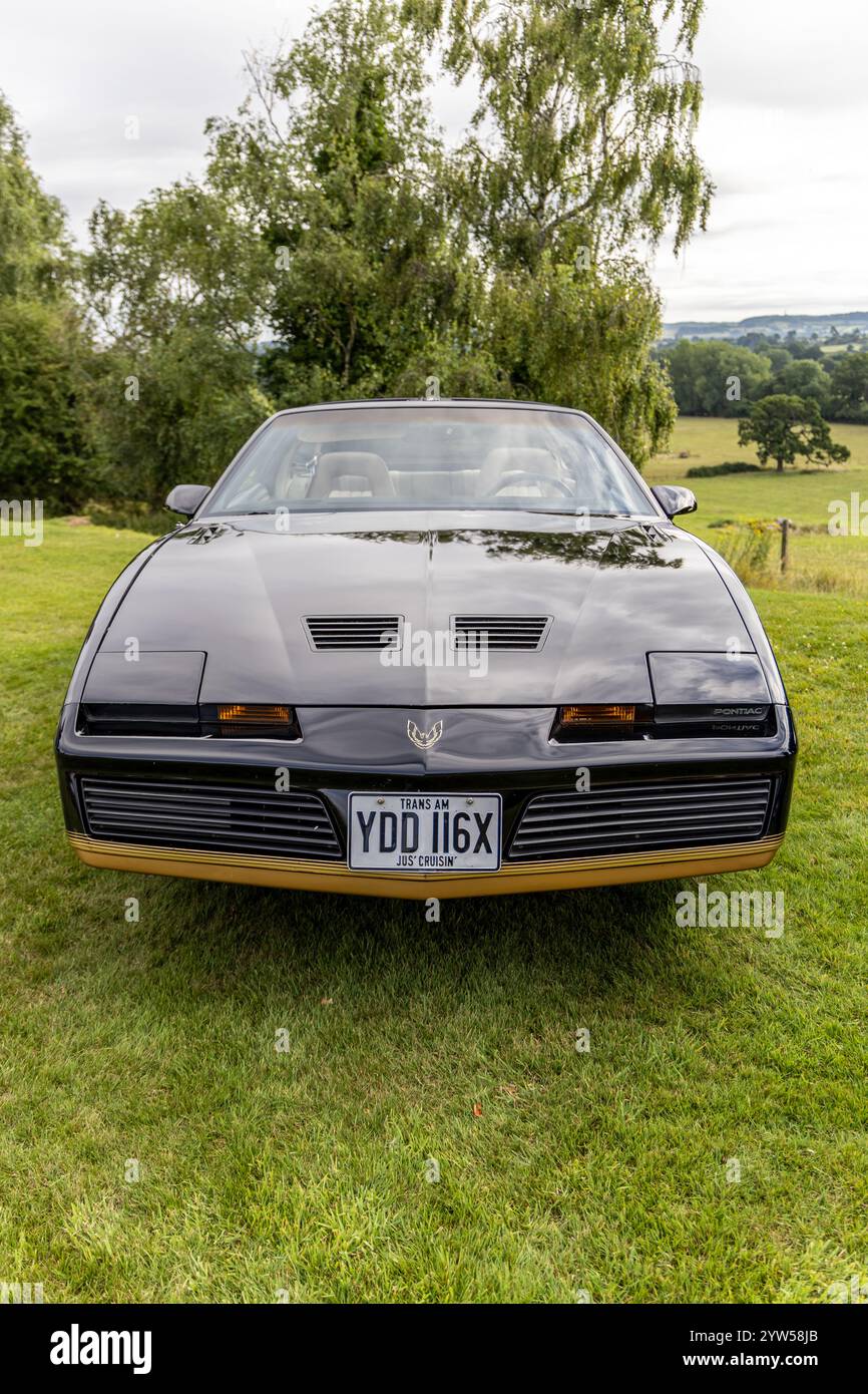 Bristol, UK- August 11, 2024: Front view of Black Pontiac Firebird ...