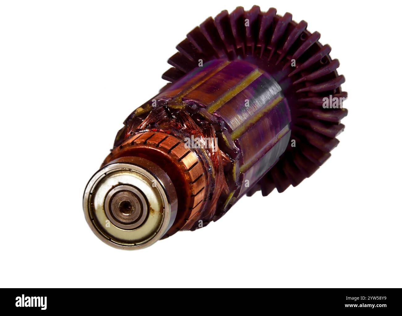 Used rotor or an armature of an electric motor, isolated on a white ...