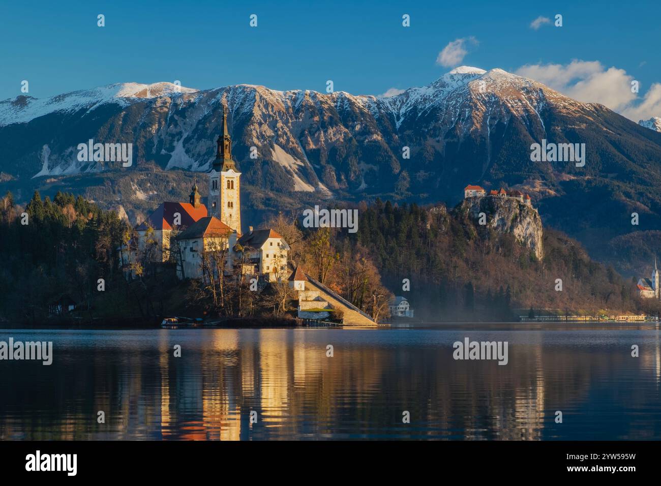 Lake Bled, Slovenia. Sunset at Lake Bled with famous Bled Island and ...
