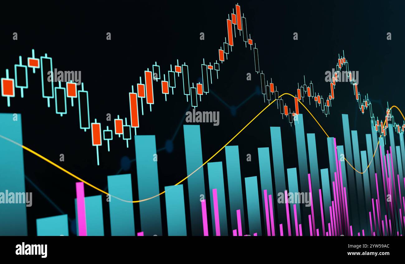 Abstract composition of stock exchange charts, bar graph and market ...