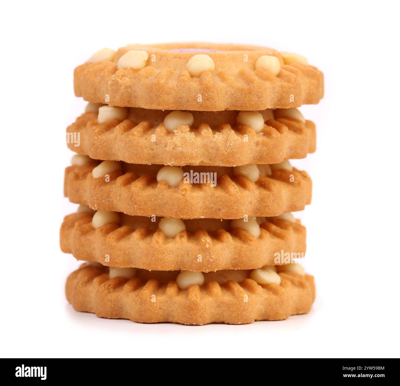 Stack of biscuits. Close up. White background Stock Photo - Alamy