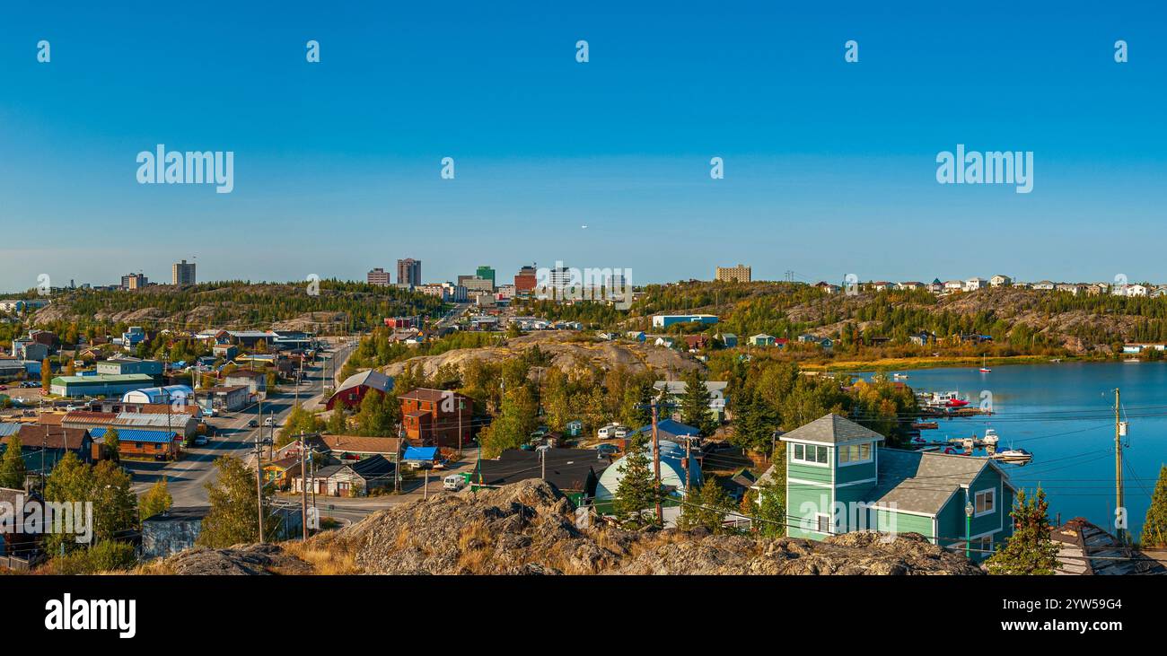 A panoramic view of the city of Yellowknife as seen from the Bush Pilot ...
