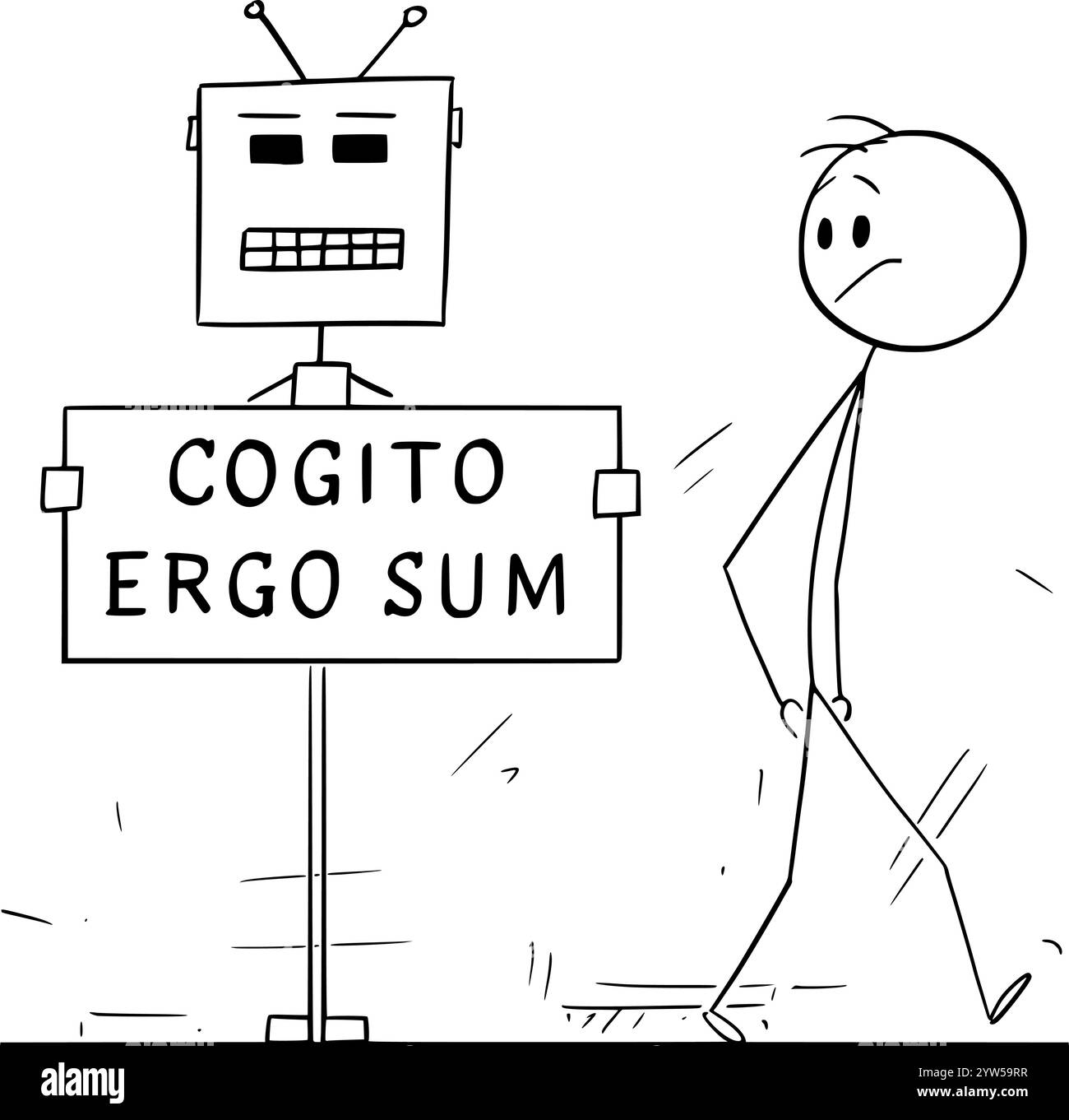 Is robot, machine, artificial intelligence or ai alive. Vector cartoon ...