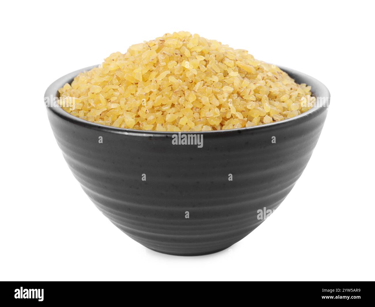 Raw bulgur in bowl isolated on white Stock Photo - Alamy