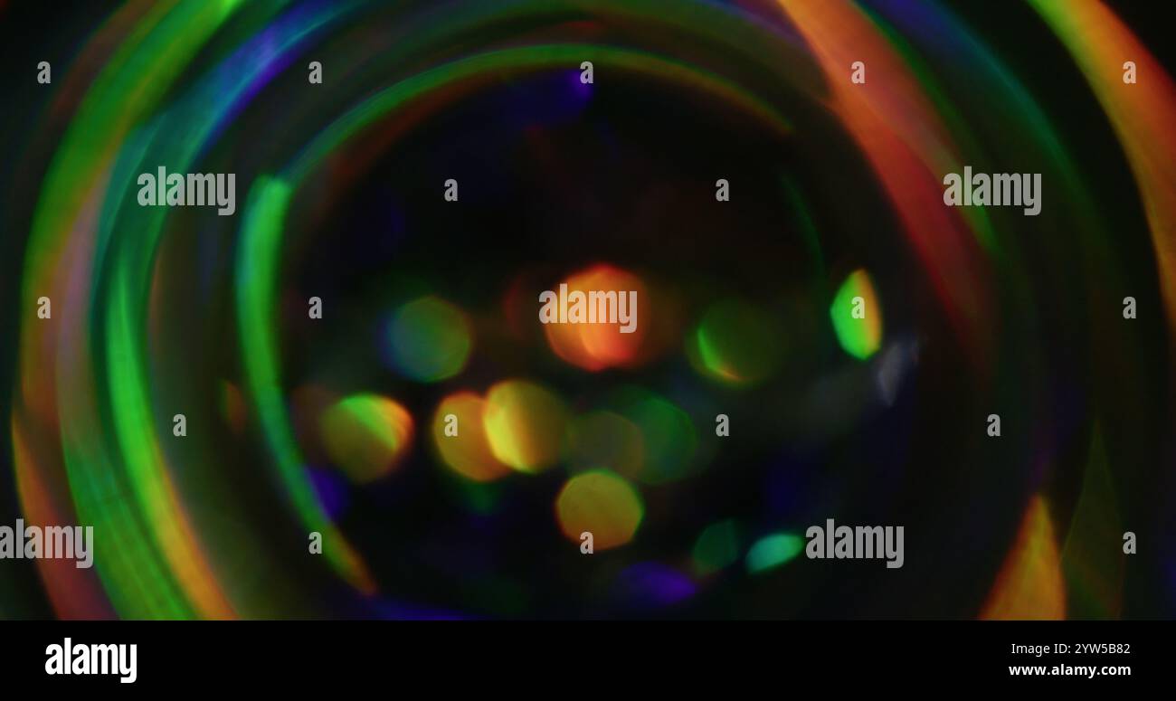 Bokeh light. Blurred colored background. Defocused leak green yellow ...