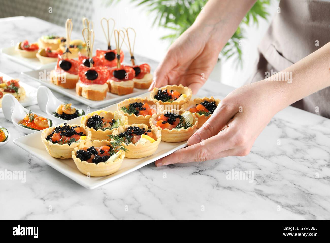 Female hand tasty canapes hi-res stock photography and images - Alamy