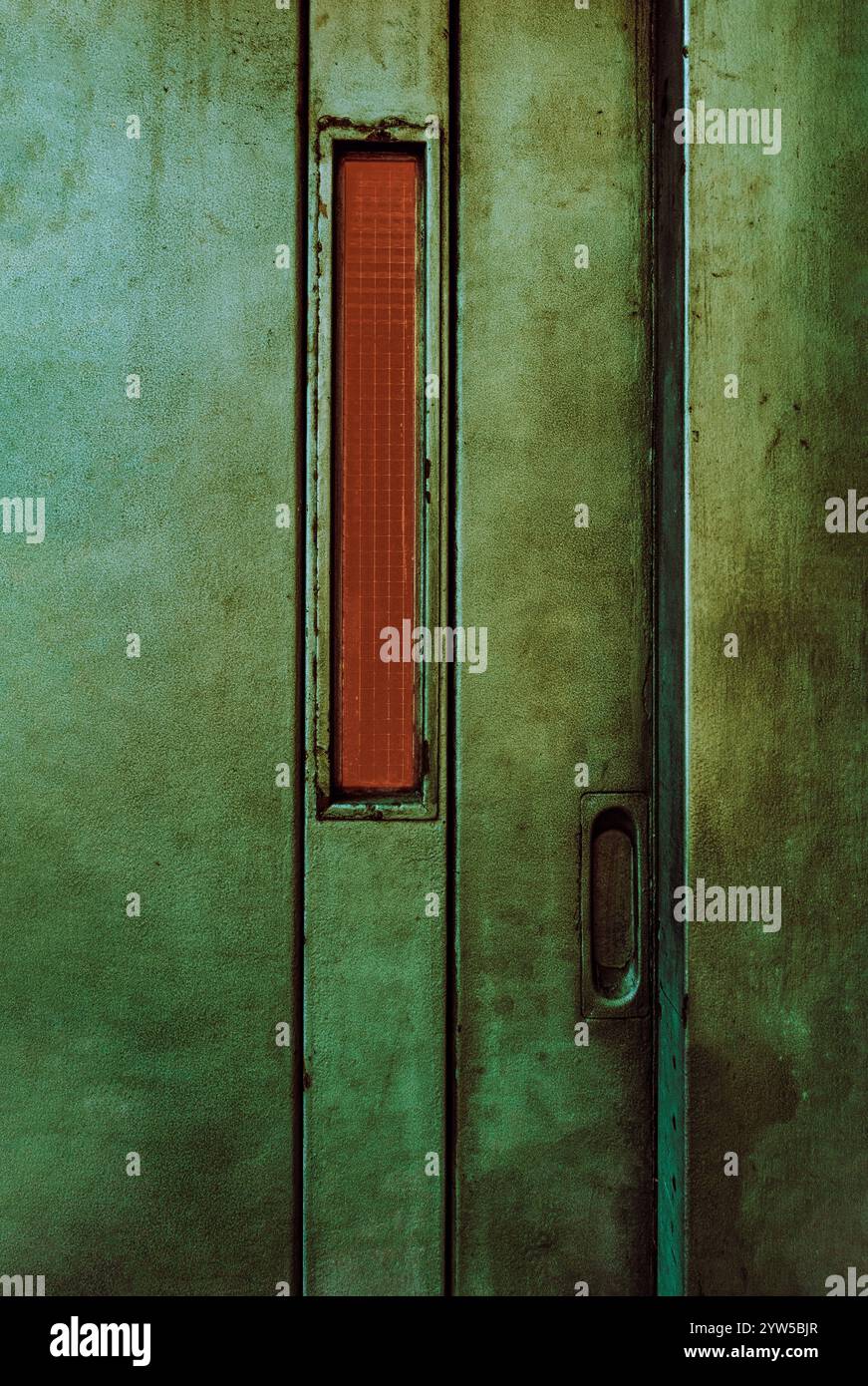 Lift, elevator door with small wndow Stock Photo - Alamy