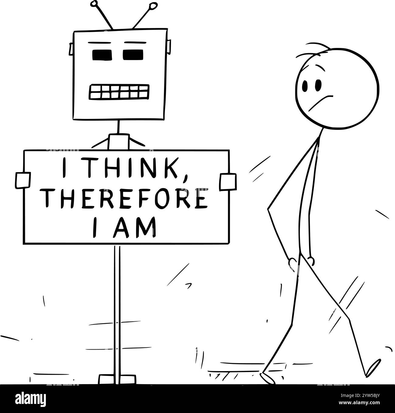 Is robot, machine, artificial intelligence or ai alive. Vector cartoon ...