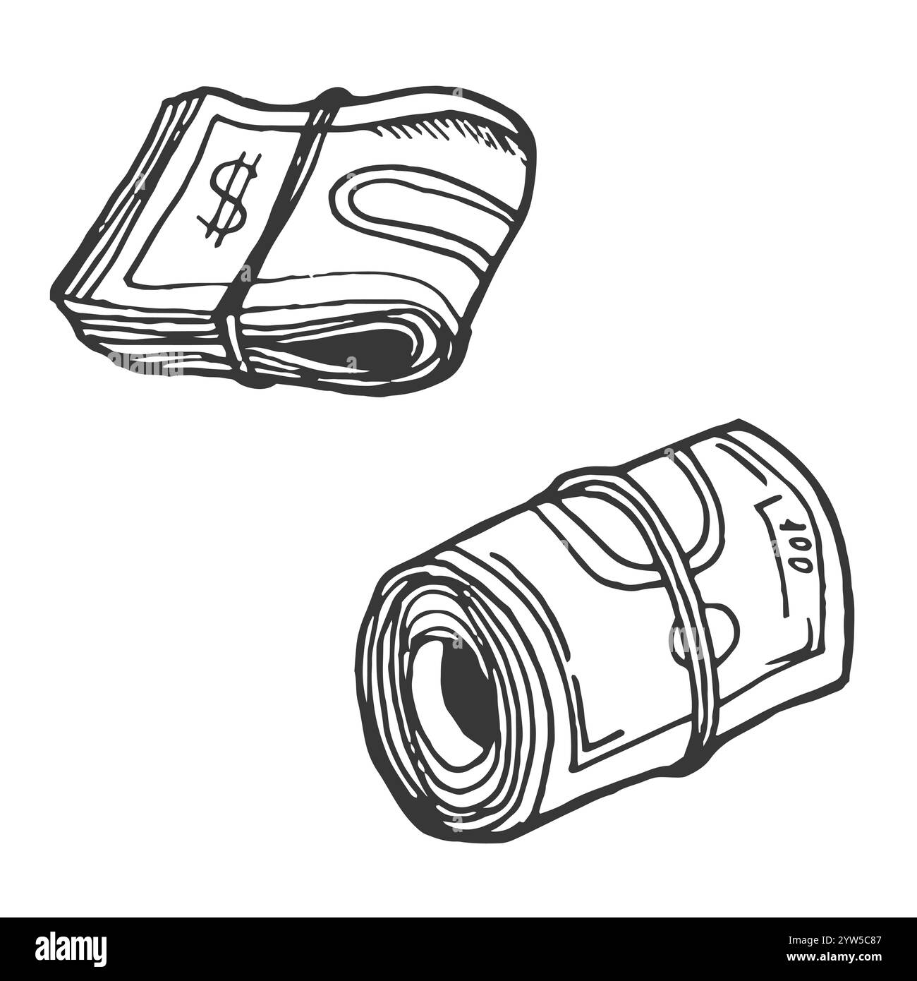 dollar bill doodle icon, vector illustration sketch Stock Vector Image ...