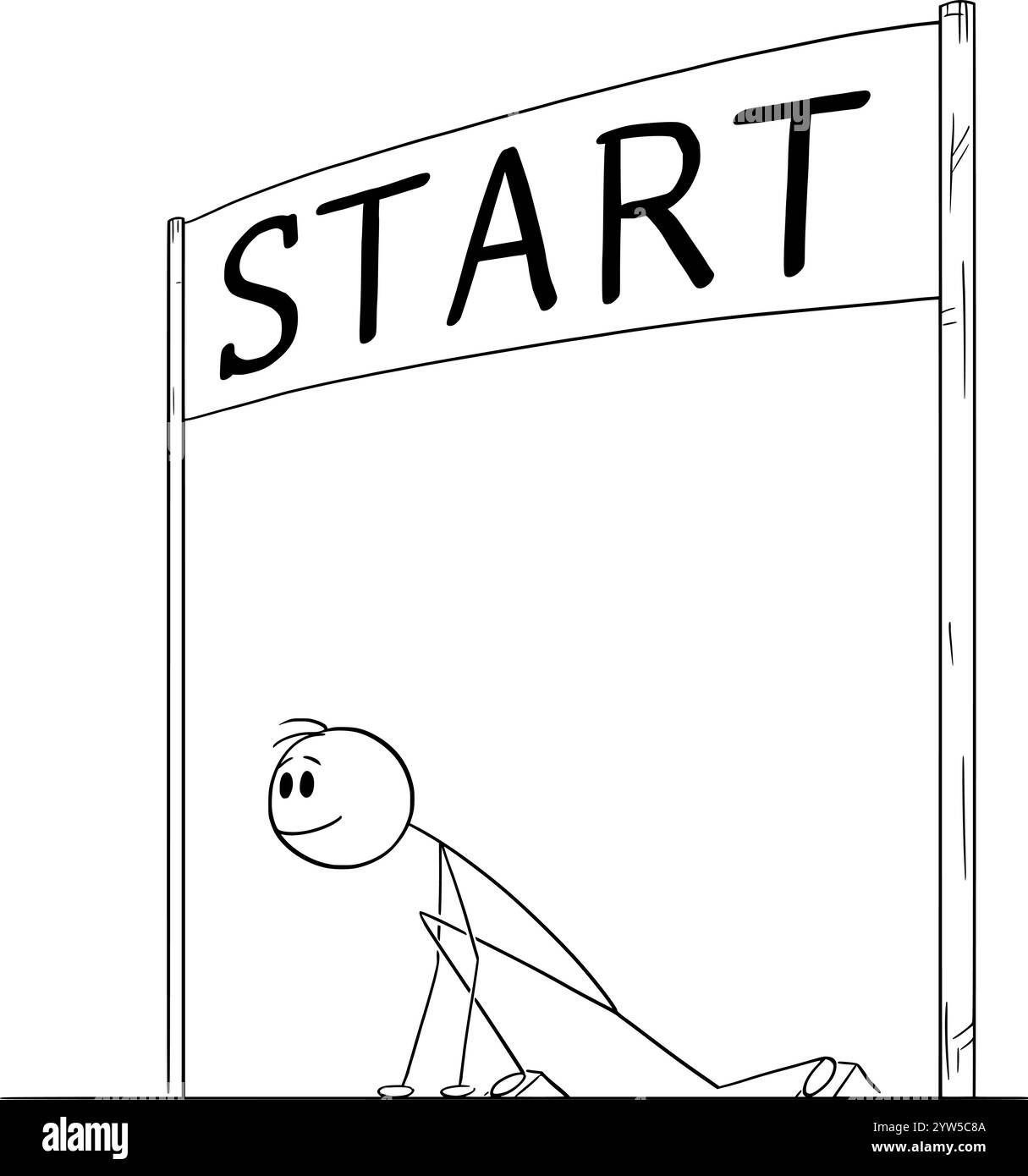 Person on the start , vector cartoon stick figure or character ...