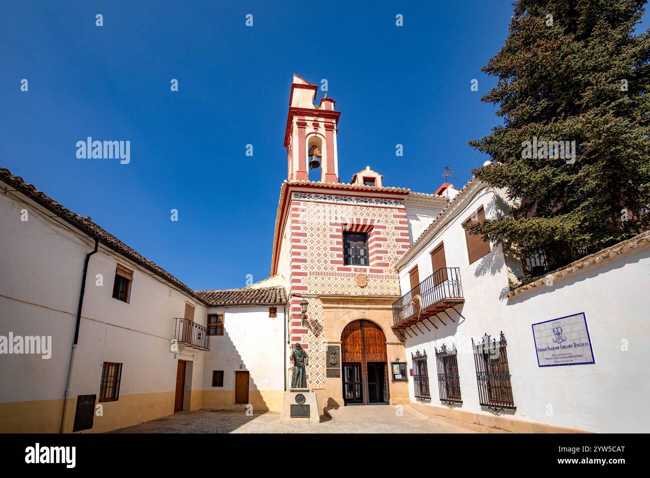 Plaza where the church of Our Lady of Peace of Ronda is located, Malaga ...