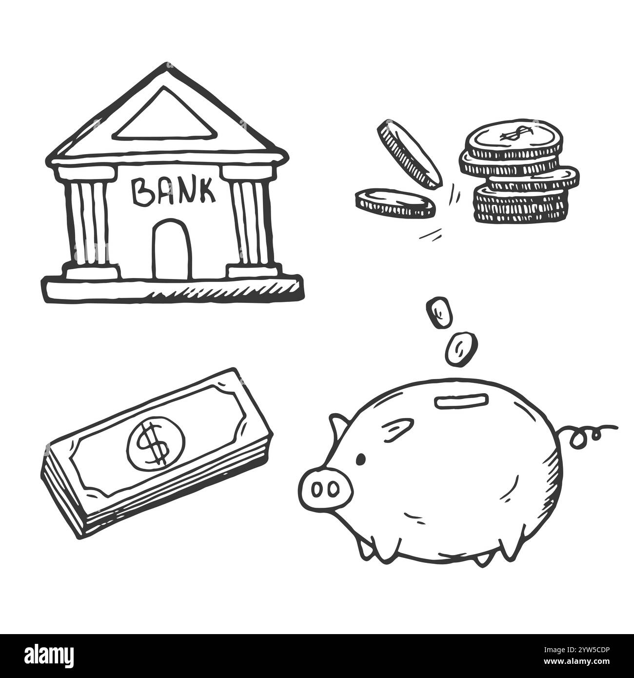 Hand draw coin money Cut Out Stock Images & Pictures - Alamy