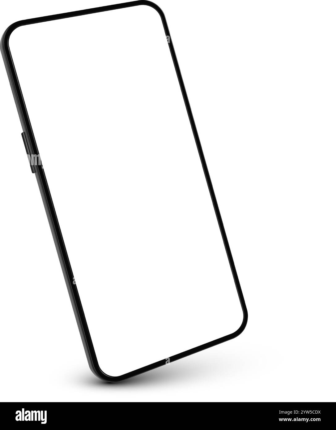 Realistic smartphone mockup featuring a blank white screen on a white ...