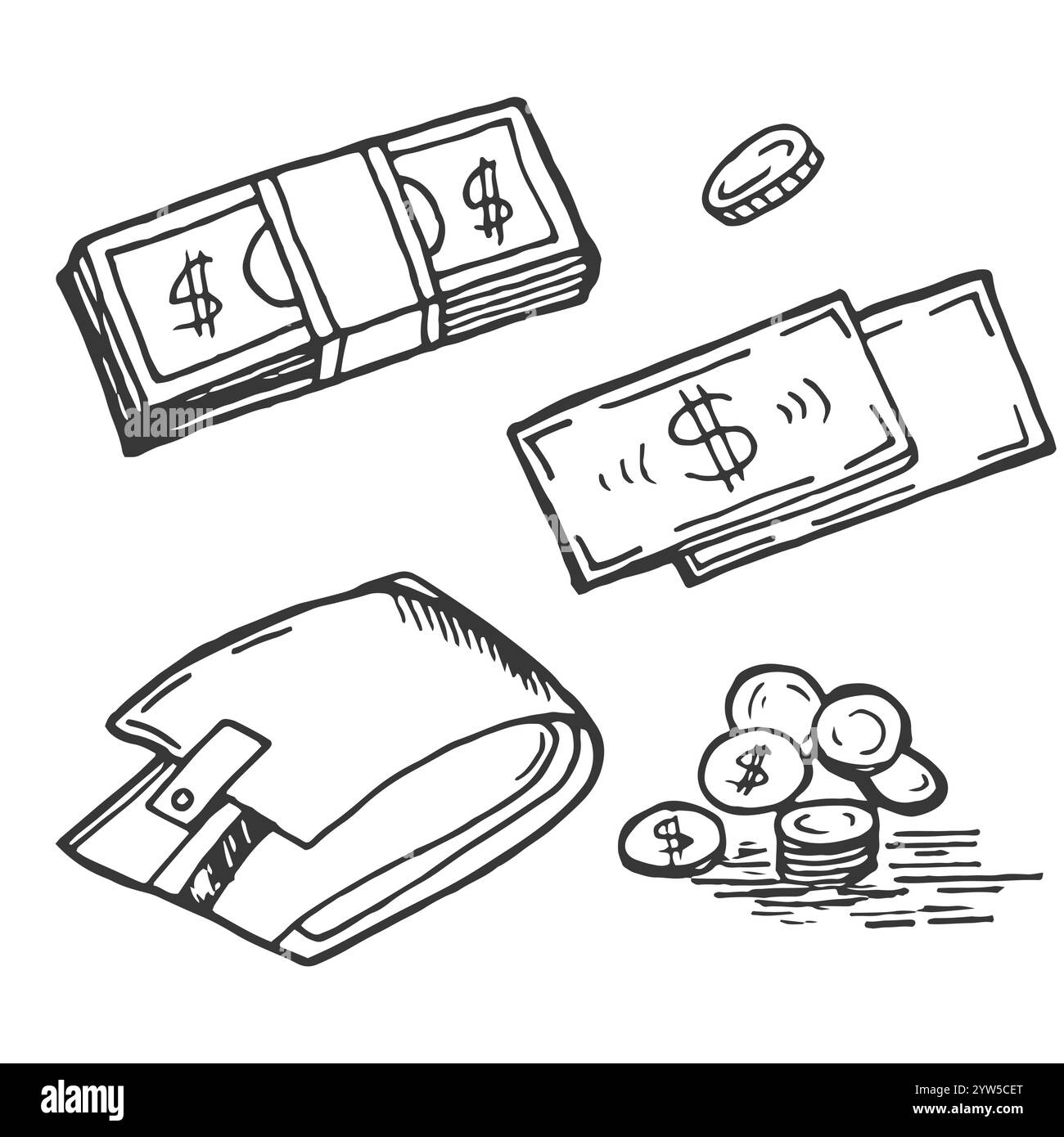 Money Icons Hand Drawn Doodle Coloring Stock Vector Image & Art - Alamy