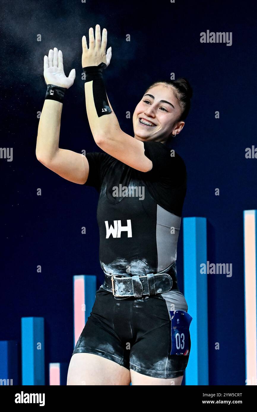 Aleksandra Grigoryan of Armenia celebrates after winning the silver ...