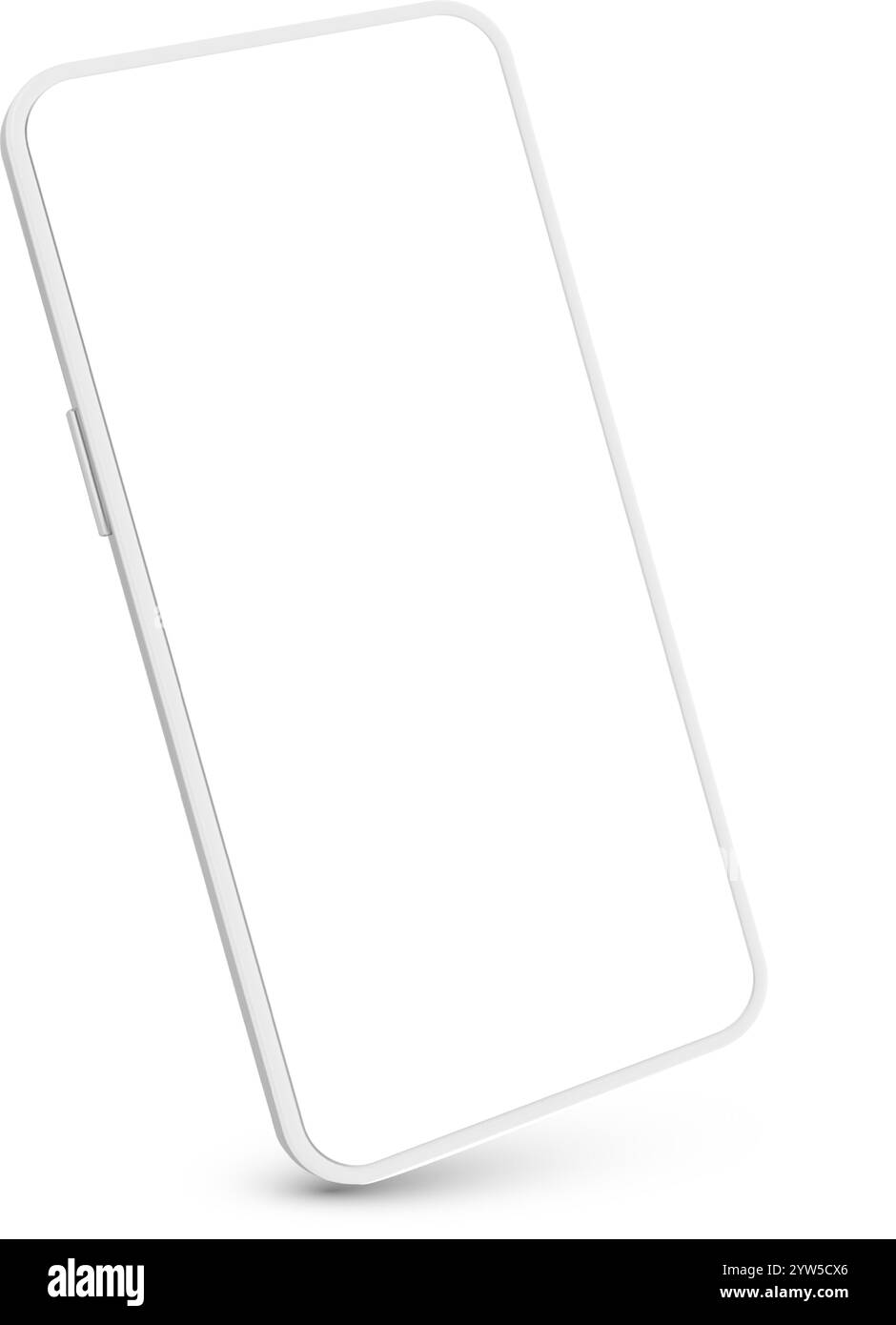 Modern white smartphone featuring a blank screen, floating effortlessly ...