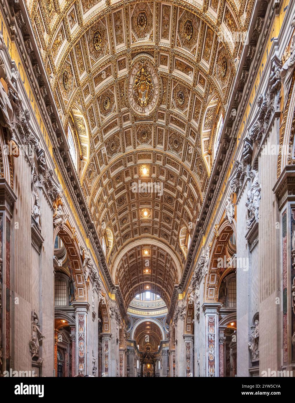 Rome, Italy, July 22 2017, Intricate Interior of the Central Nave of ...