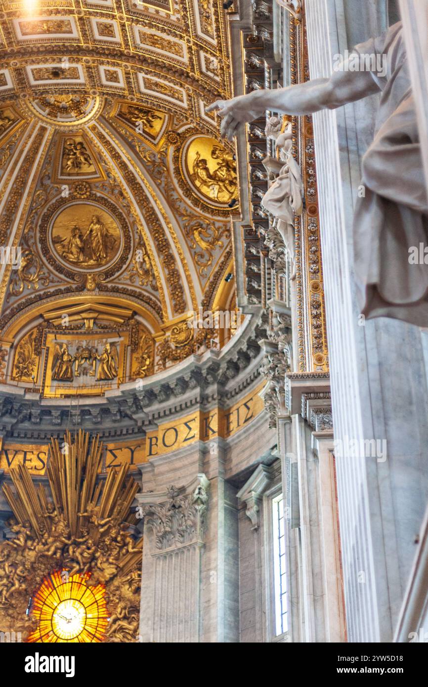 Rome, Italy, July 22 2017, Statue arm in ornate interior of St. Peter's ...