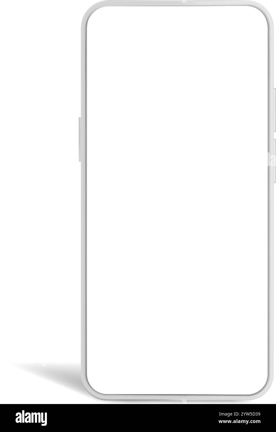 Modern white smartphone with blank screen showing empty copy space for ...
