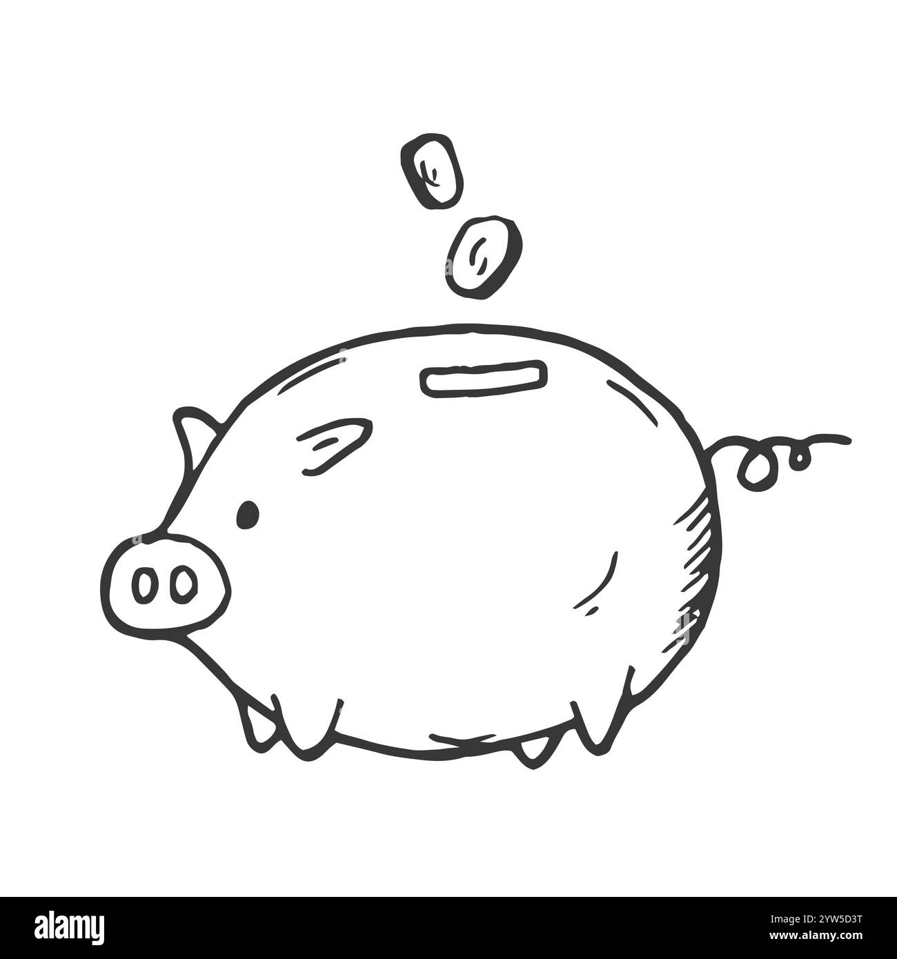 Bank coin piggy doodle. Money piggy hand drawn sketch style icon. Money ...