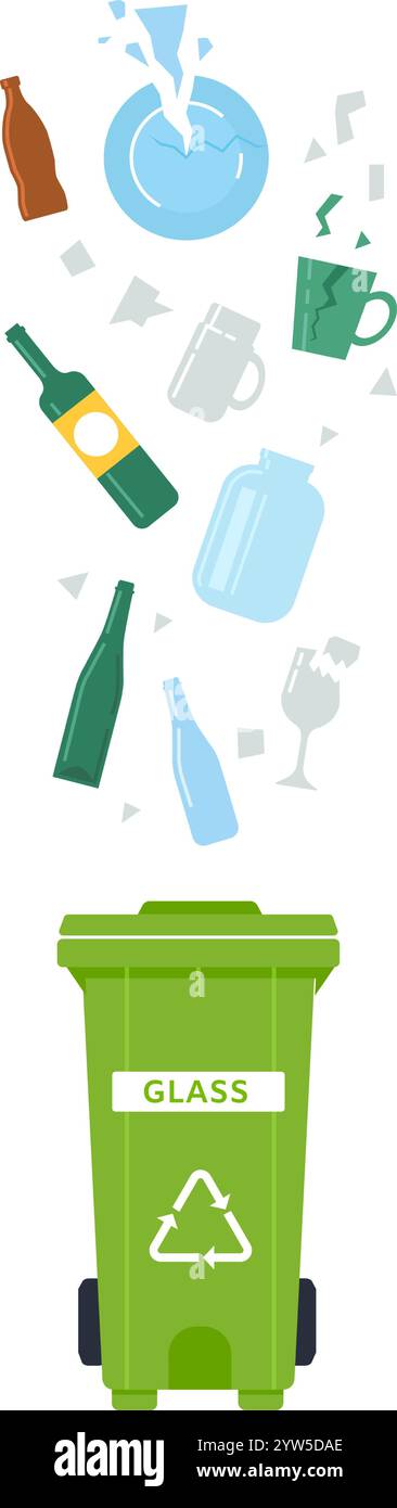 Different types of glass containers, including bottles, cups, and a ...