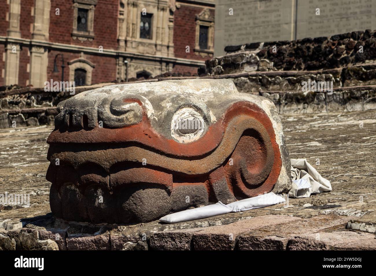Mexico City, Mexico November 12, 2024: Snake sculpture. View of the ...