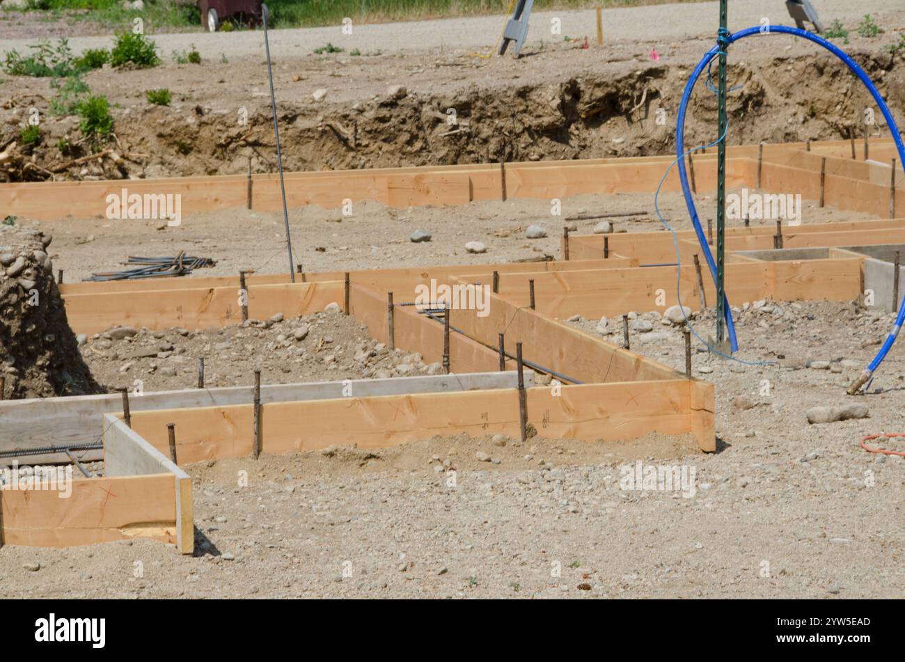 Concrete forms have been put in place to create the foundation for a ...