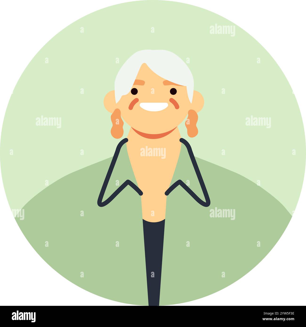 Cheerful older woman with gray hair, wearing a green jacket and ...