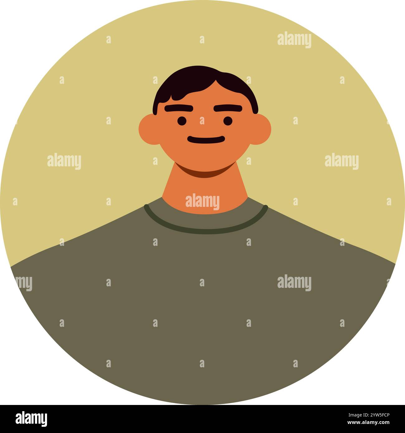 Minimalist illustration of a young man smiling, featuring a simple ...