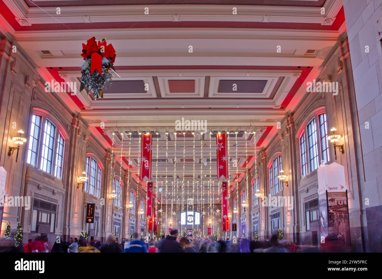 Union Station in Kansas City, Missouri is decked out for the holidays with a giant Christmas ...