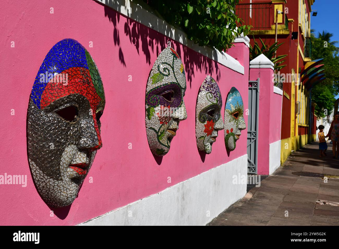 Colorful Carnival Masks representation in a Wall, Street art in Olinda ...