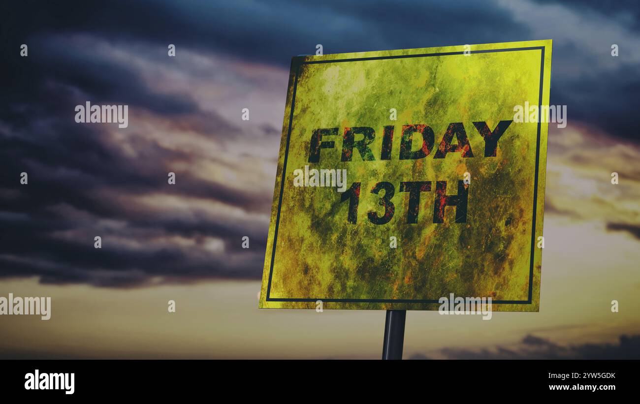 Friday the 13th calendar day. Bad luck date superstition, 3d render ...