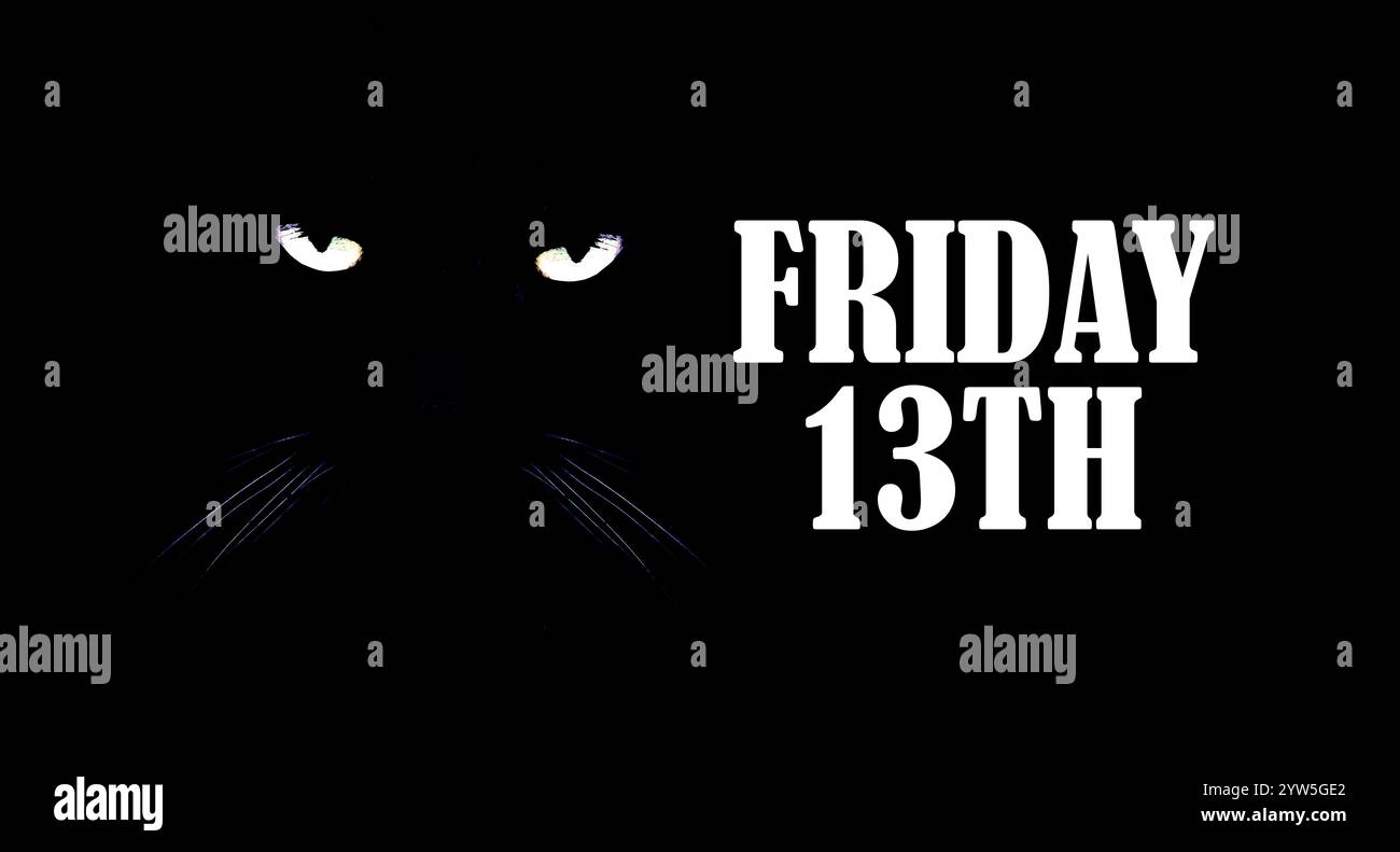Friday the 13th and cat eyes on black background. Bad luck date ...