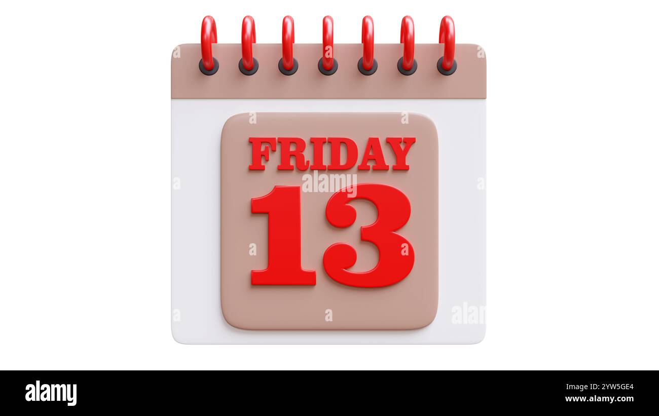 Friday the 13th calendar day isolated on white, transparent. Bad luck ...