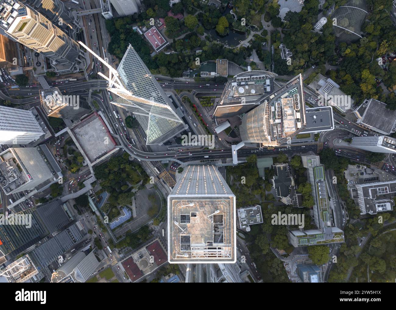 Aerial View, TopDown Drone photo of Skyscraper Hong Kong Stock Photo ...