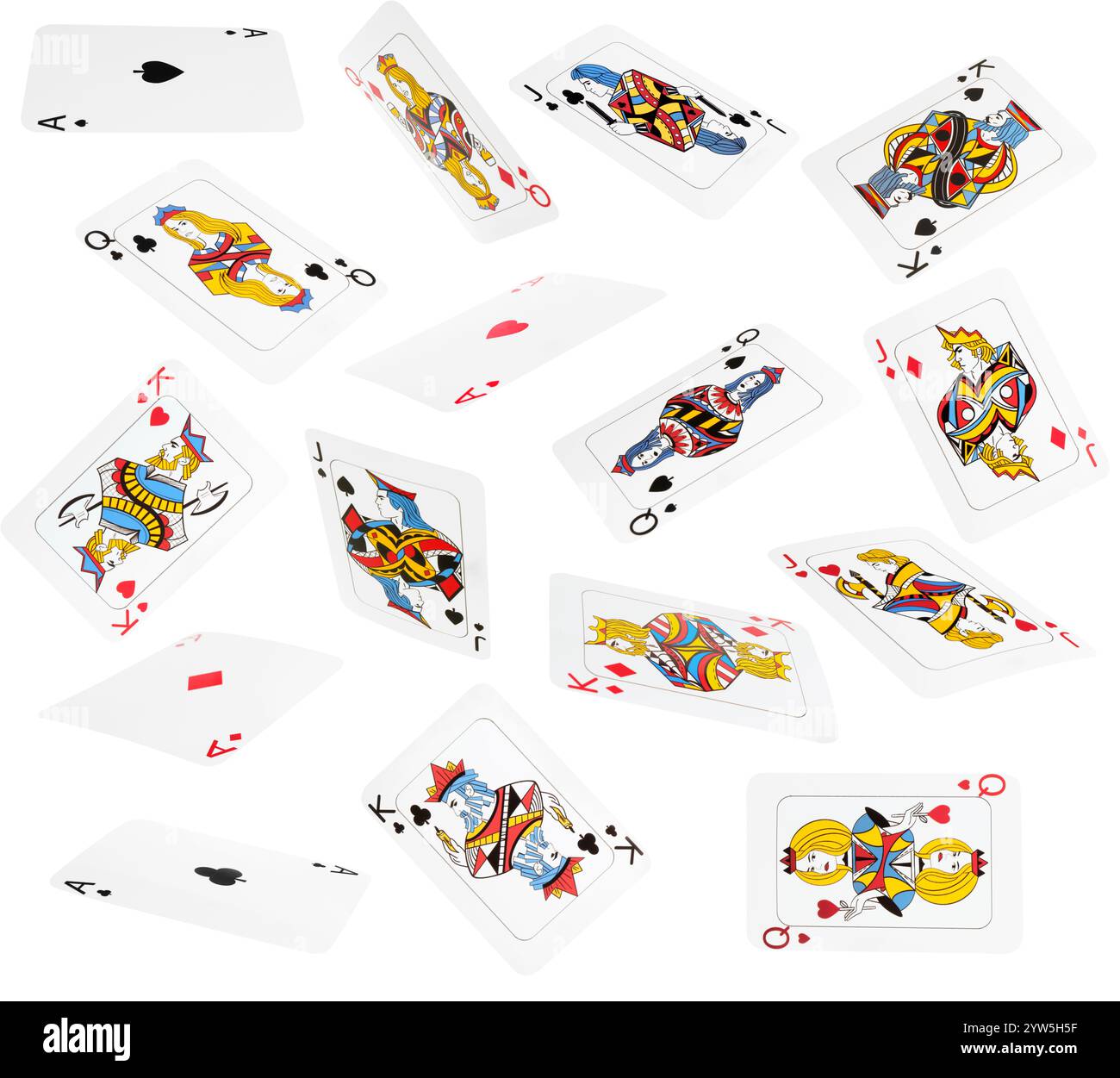 Many different playing cards on white background. Poker game Stock ...