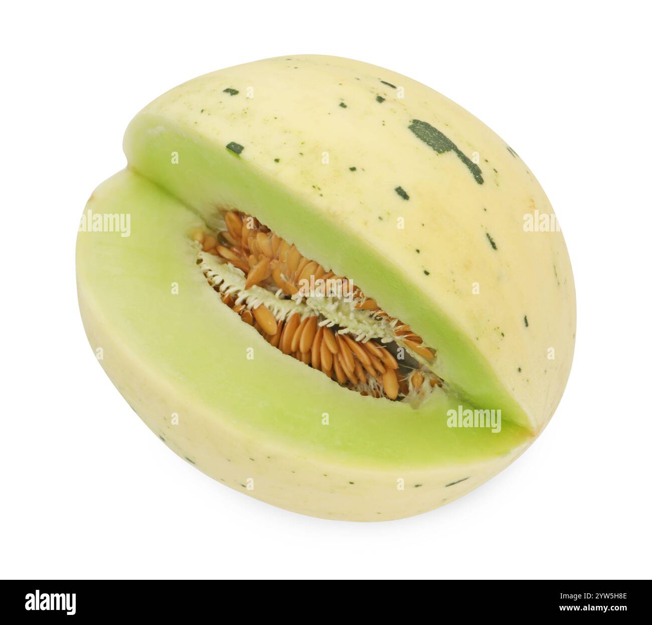 Cut fresh ripe melon isolated on white Stock Photo - Alamy