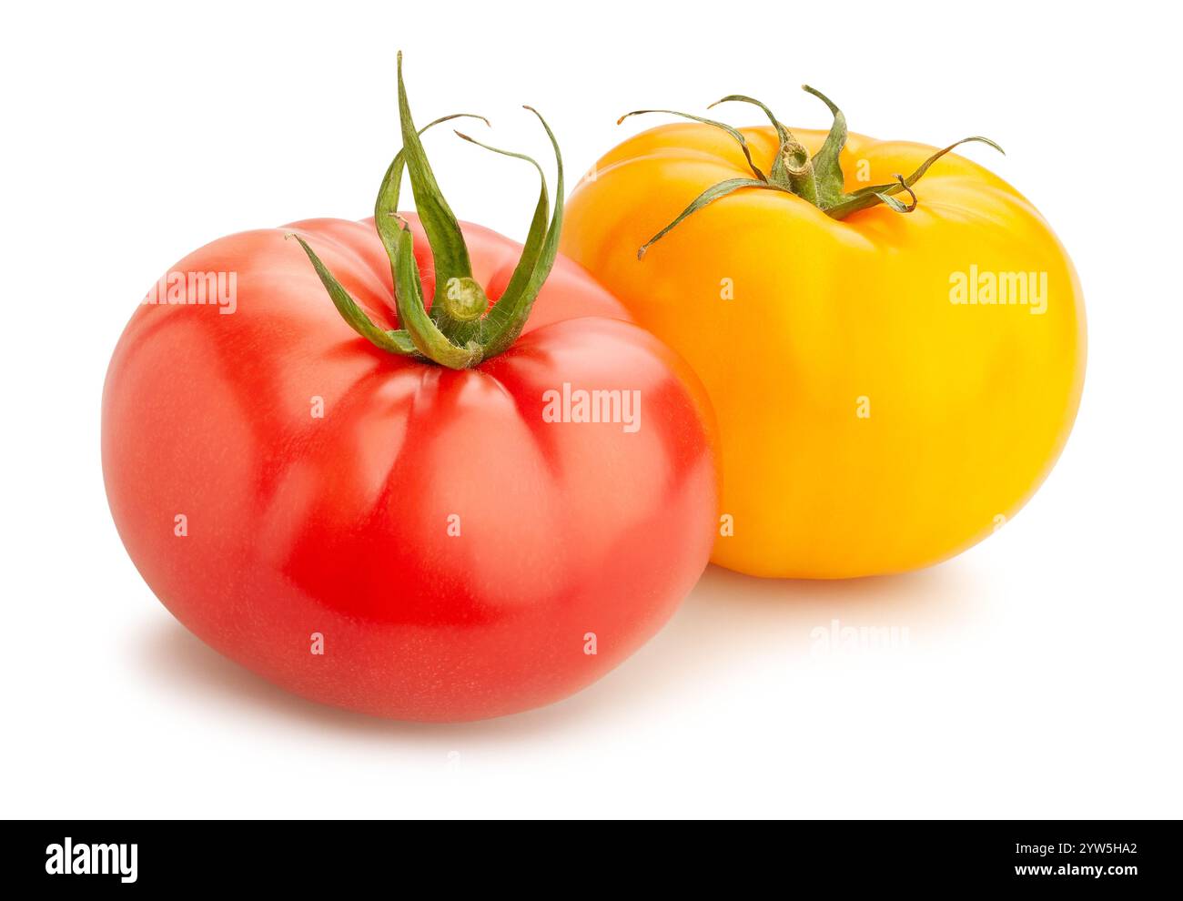 pink yellow tomato mix path isolated on white Stock Photo - Alamy